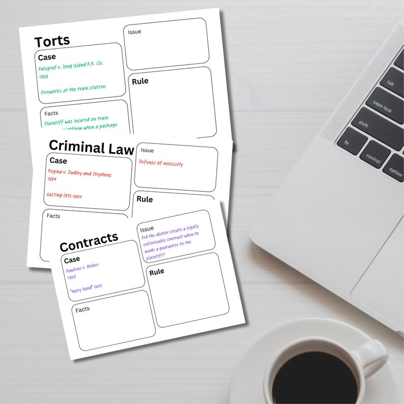 Law School Flash Cards Template / Digital Template / Editable Template ...