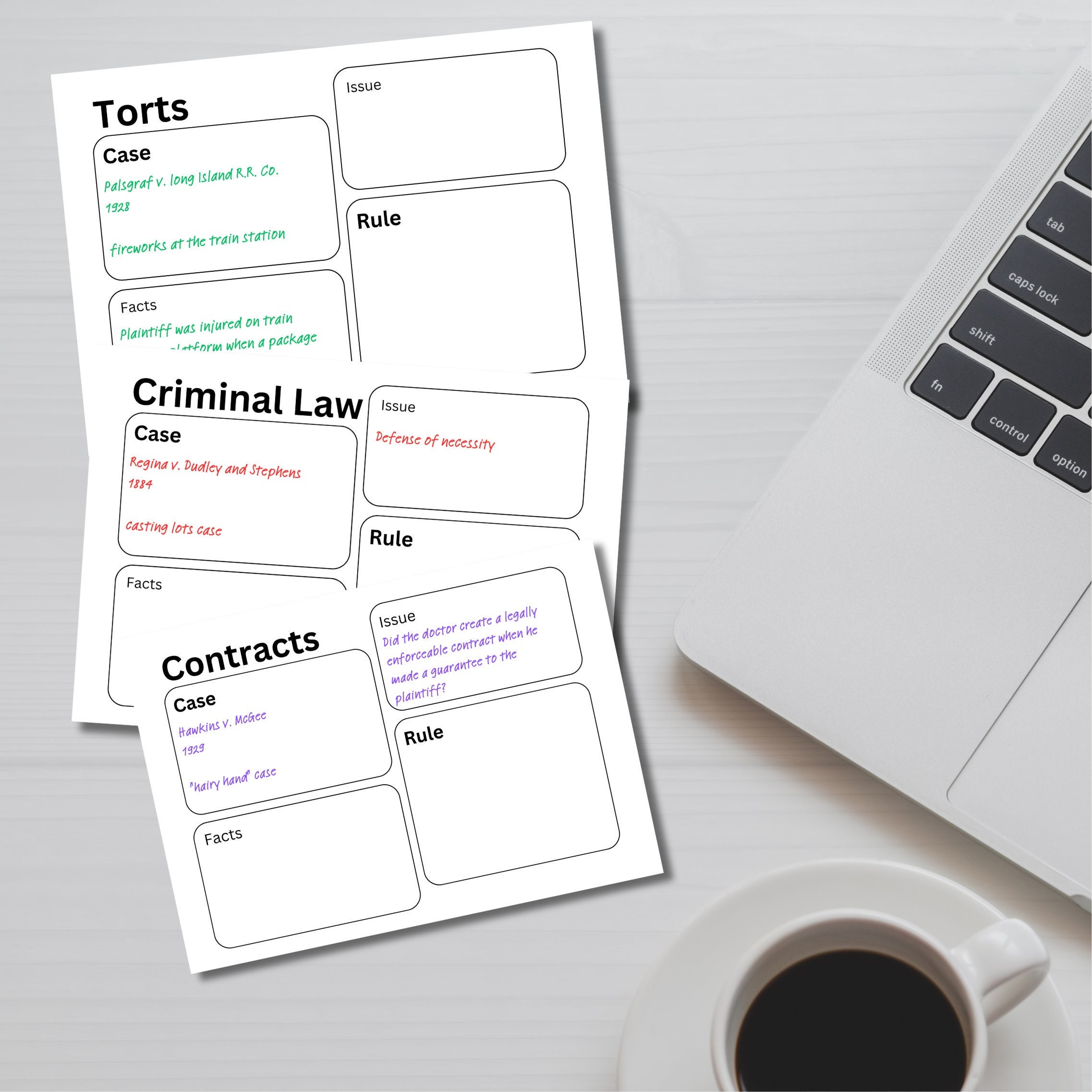 Law School Flash Cards Template / Digital Template / Editable Template ...
