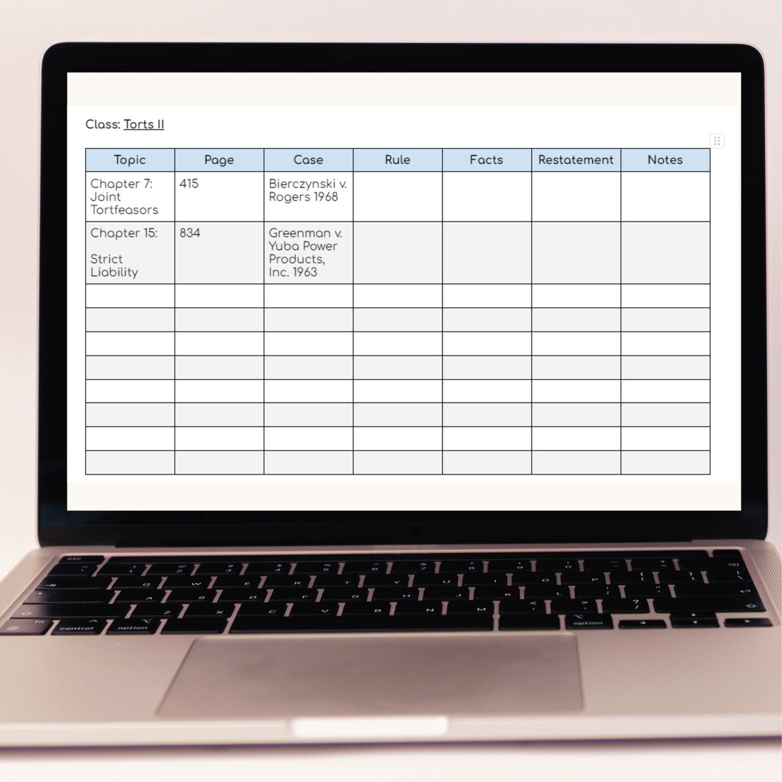 Case Outline Template, 1L Law School Outline, Editable Template, Class ...