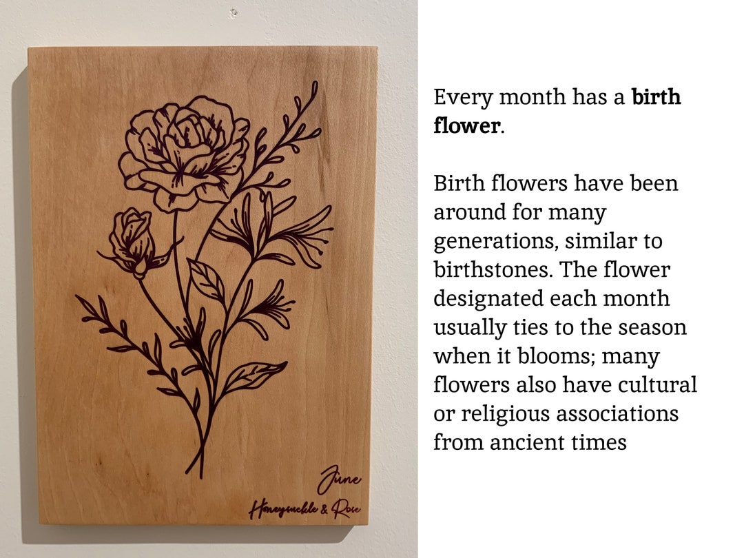 Free Shipping | Birth Month Flower | Wooden Wall Art | Home Deco ...