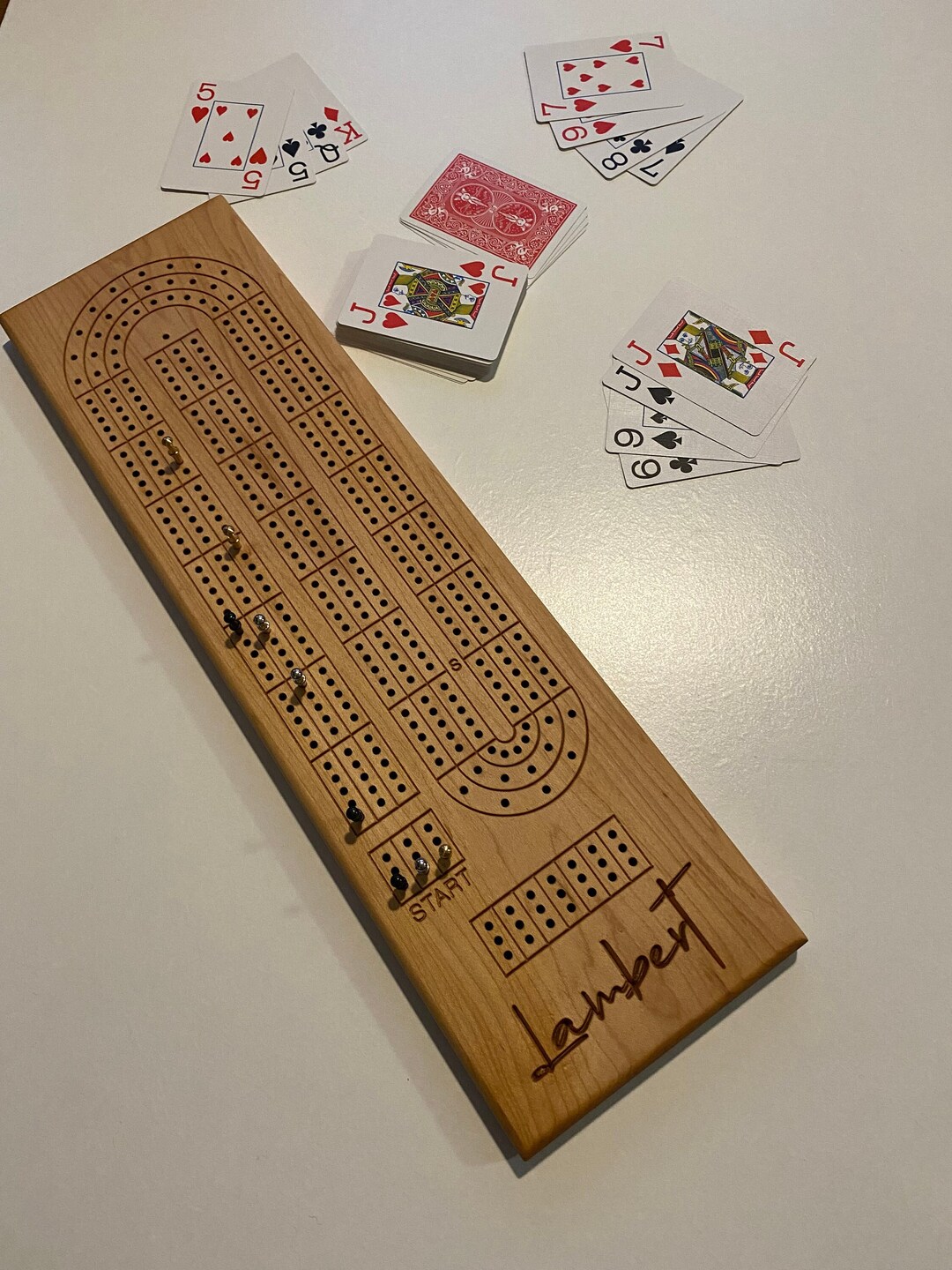 Personalized Handmade Wooden Cribbage Board | Black Walnut | Maple ...