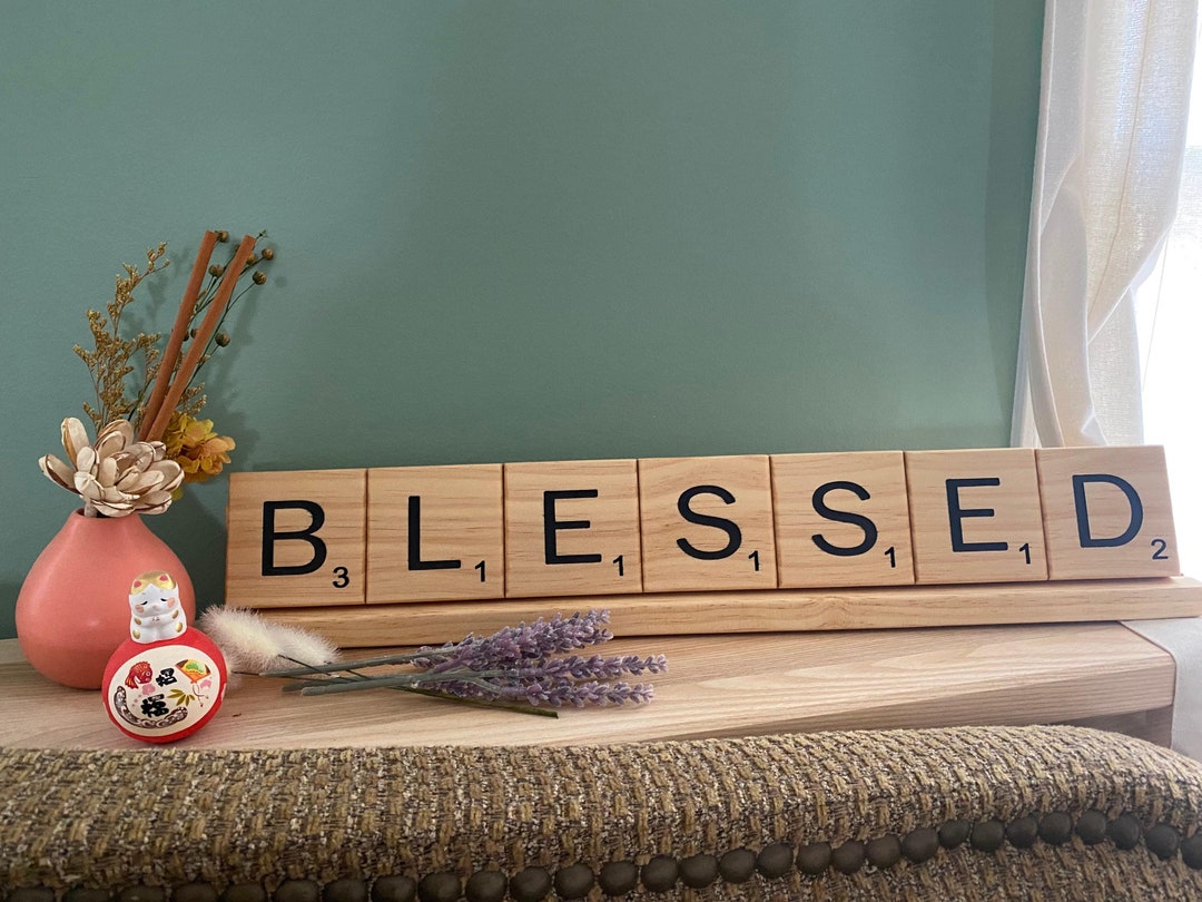 Handmade Wood Scrabble Letters Deco Holiday Home Decor Blessed Friends ...