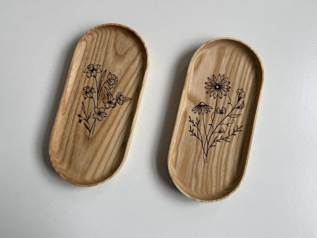 Free Shipping | Handmade Hardwood Vanity Tray With Birth Month Flower ...