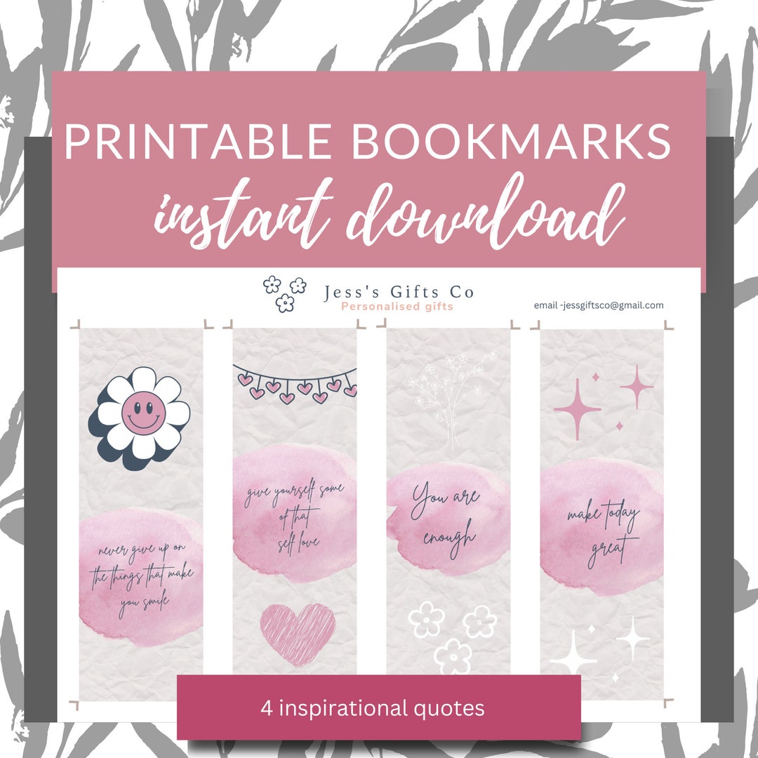 Printable Bookmark With Inspirational Quote, Easy Downloadable PDF ...