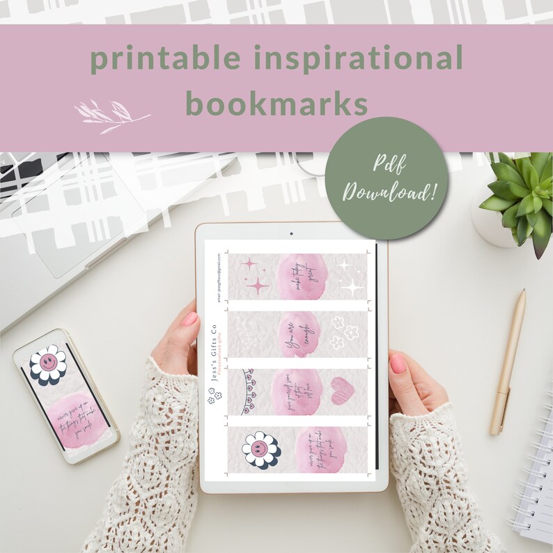 Printable Bookmark With Inspirational Quote, Easy Downloadable PDF ...