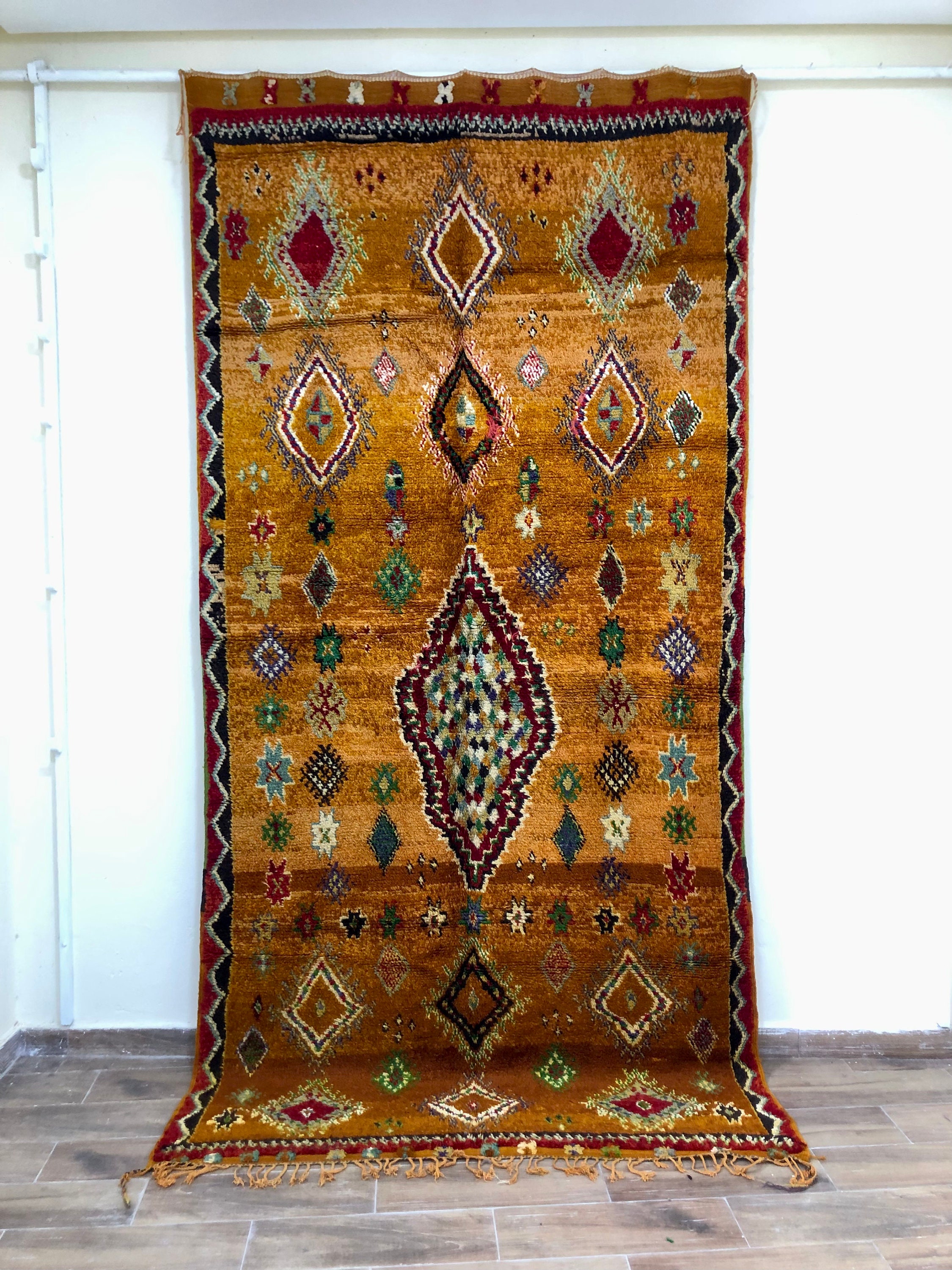 Vintage Moroccan Berber Cross Pattern Rug Handwoven Wool Handwoven ...