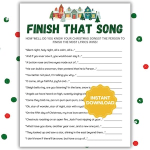 Christmas Lyrics Game | Christmas Party Games | Christmas Finish That ...