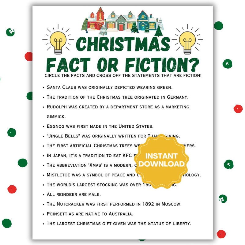 Christmas Fact or Fiction Game - Etsy