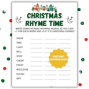 Christmas Rhyming Game Christmas Party Games Fun Christmas Game ...