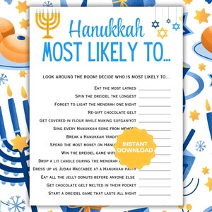 Hanukkah Most Likely to | Hanukkah Party Games | Hanukkah Games ...