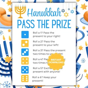 Hanukkah Pass the Prize | Hanukkah Party Games | Hanukkah Pass Present ...