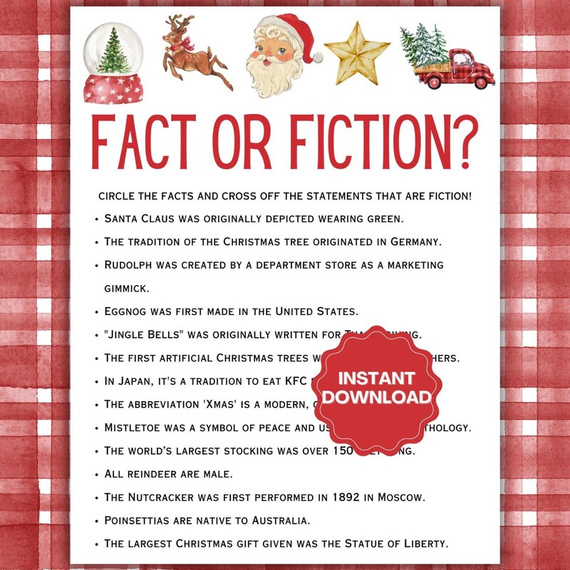 Christmas Fact or Fiction Game - Etsy