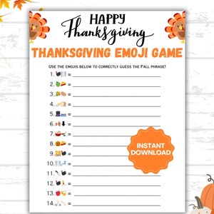 Thanksgiving Emoji Game | Thanksgiving Party Games | Thanksgiving ...
