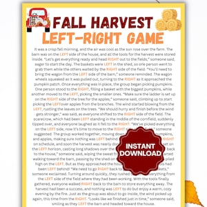 Fall Left-right Game L Fall Printable Games L Left-right Fall Harvest ...