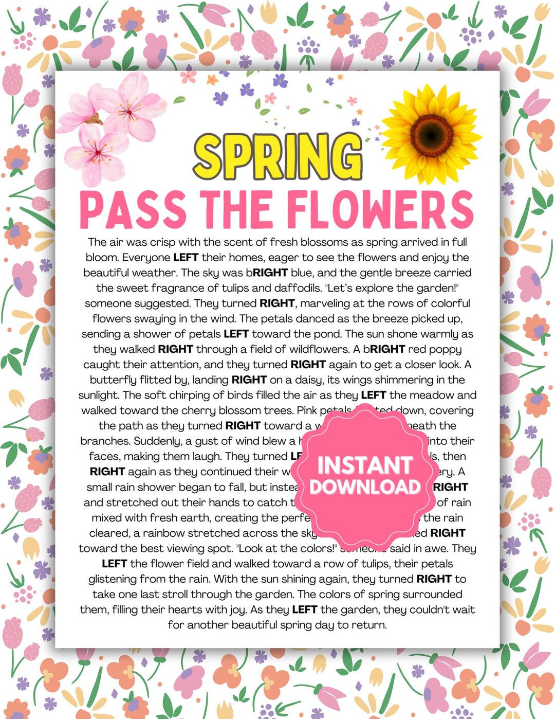 Left-right Spring Game | Spring Pass the Flowers | Left-right Spring ...