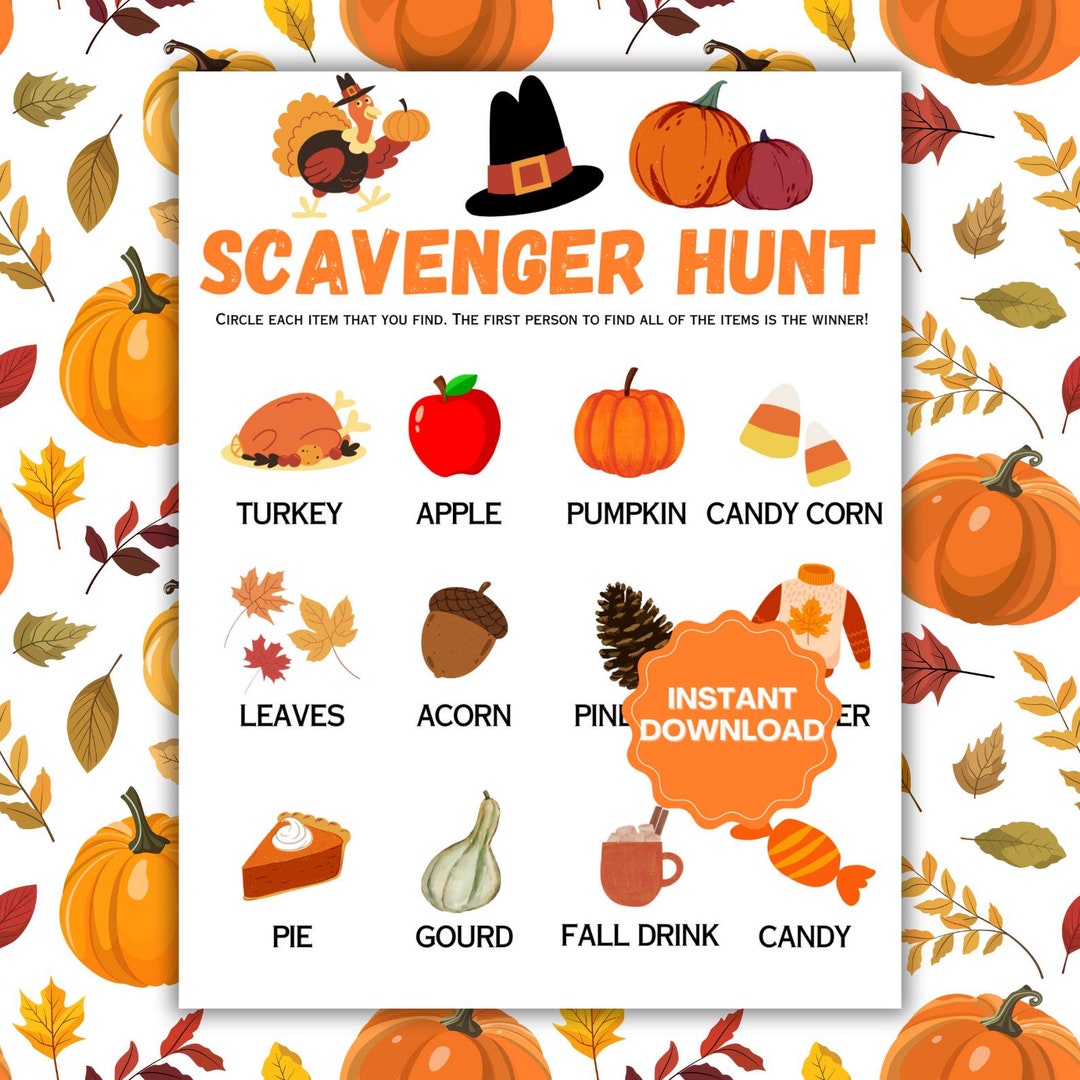 Thanksgiving Party Games Thanksgiving Scavenger Hunt Printable ...