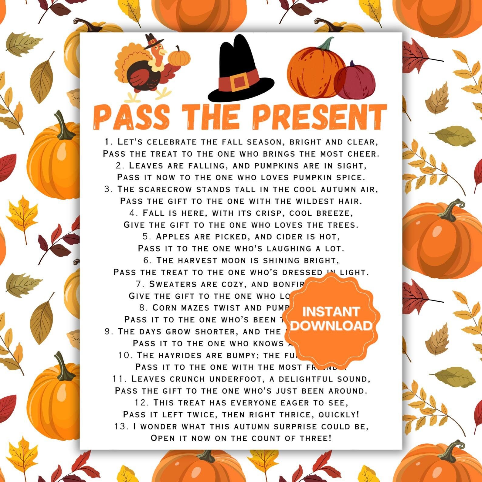 Thanksgiving Pass the Present | Thanksgiving Party Games | Thanksgiving ...