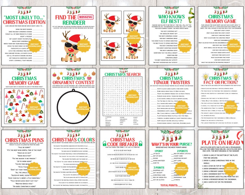 50 Christmas Games BUNDLE | Christmas Party Games | Christmas Game ...