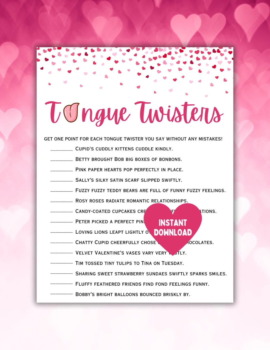 Galentine's Tongue Twisters | Valentine's Tongue Twisters Game | Funny ...