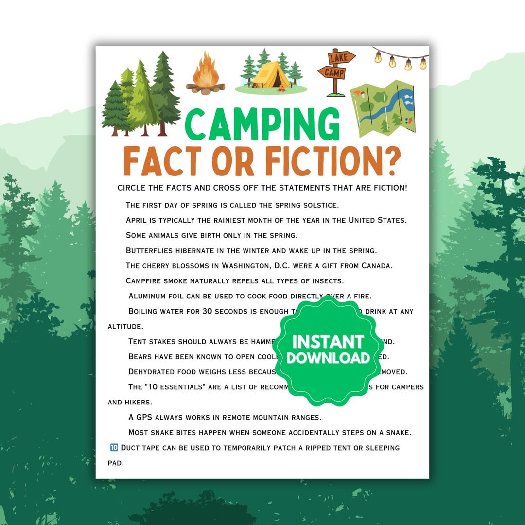 Camping Fact or Fiction | Fun Camping Trivia Game | Campfire Trivia ...
