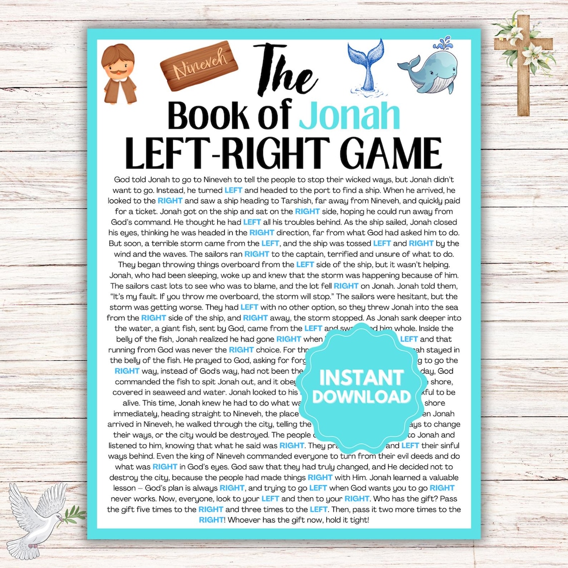 Jonah Bible Game L Bible Left-right Game L Sunday School Church Games L ...
