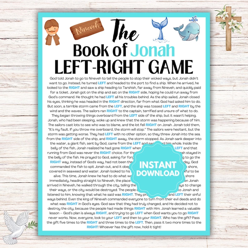 Jonah Bible Game L Bible Left-right Game L Sunday School Church Games L ...