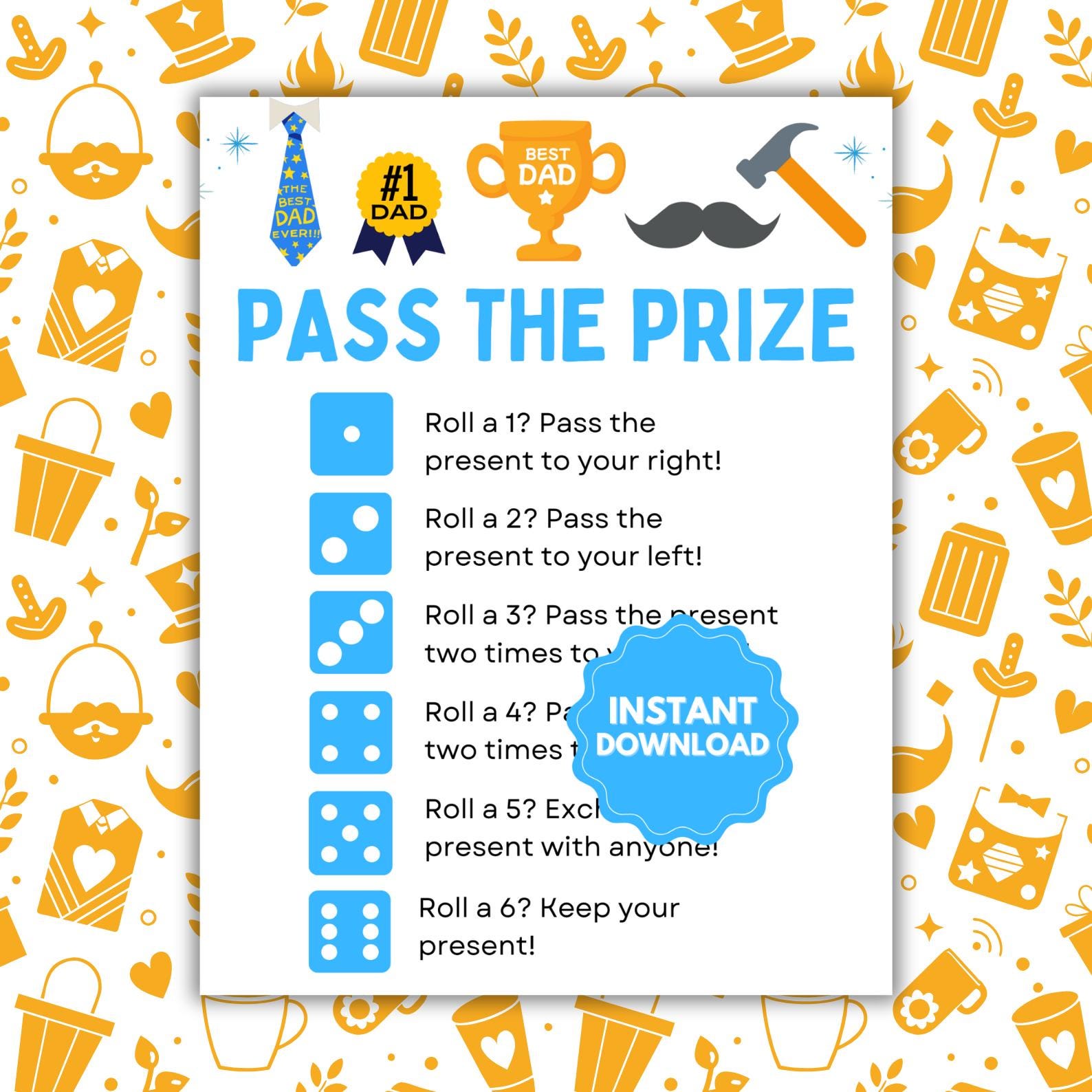 Father's Day Pass the Prize | Fun Father's Day Games | Left-right ...