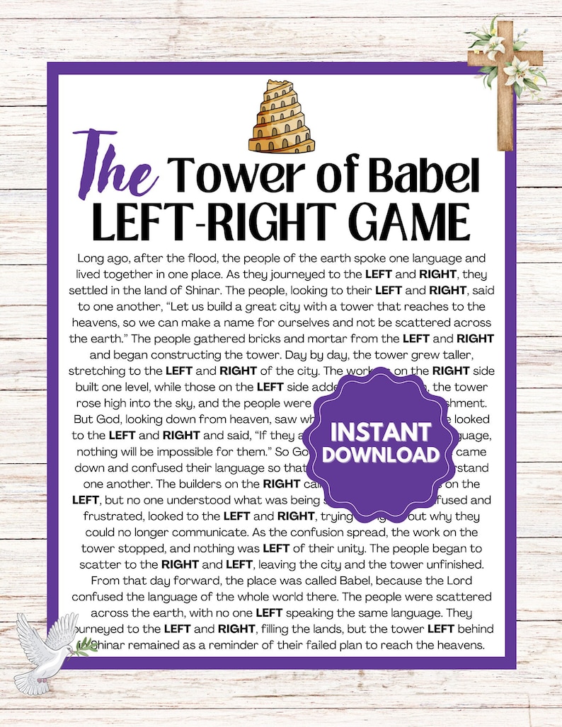 Tower of Babel Bible Game L Bible Left-right Game L Tower of Babel ...