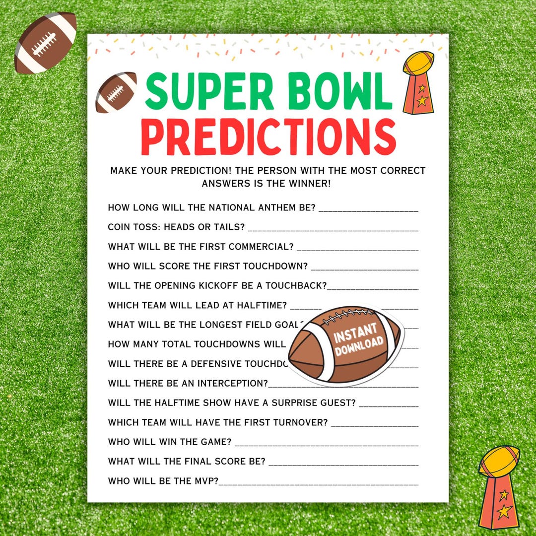 Super Bowl Predictions Game Super Bowl 59 Games Printable Super Bowl ...