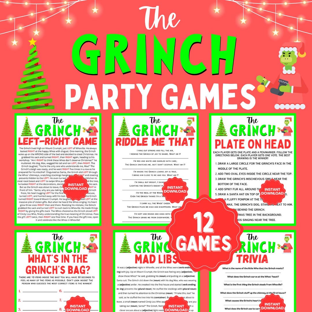 The Grinch Christmas Bundle | Christmas Party Games | Left-right ...