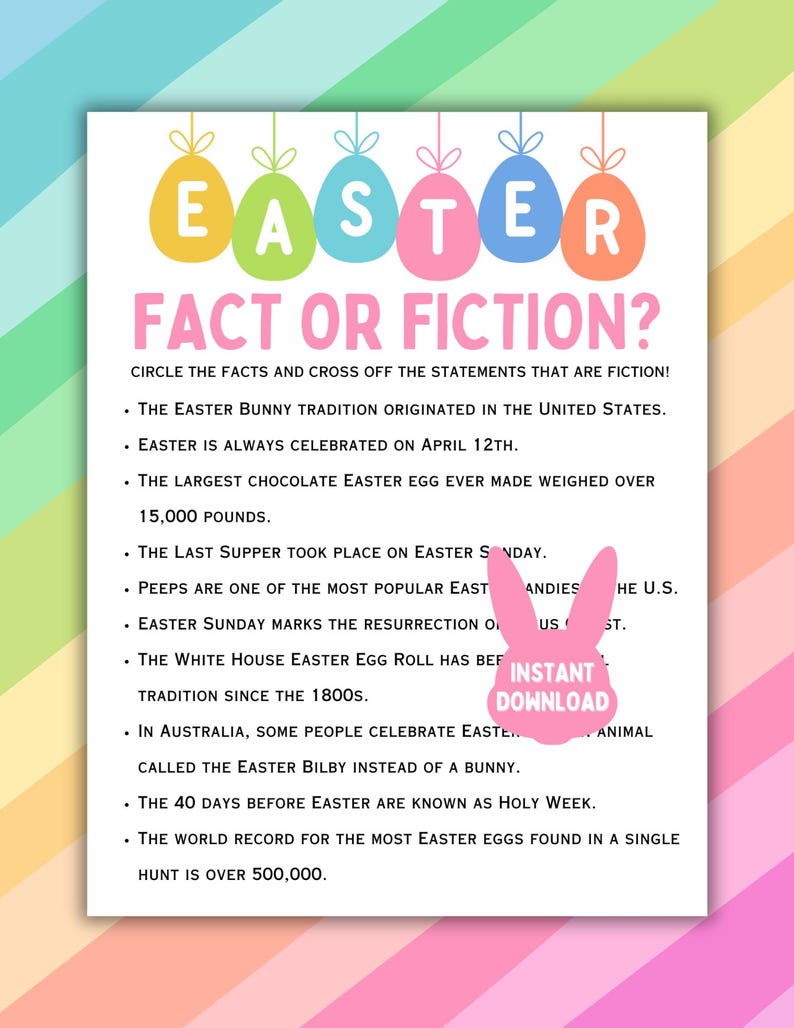 Easter Fact or Fiction | Easter Trivia Game | Easter Games | Easter ...