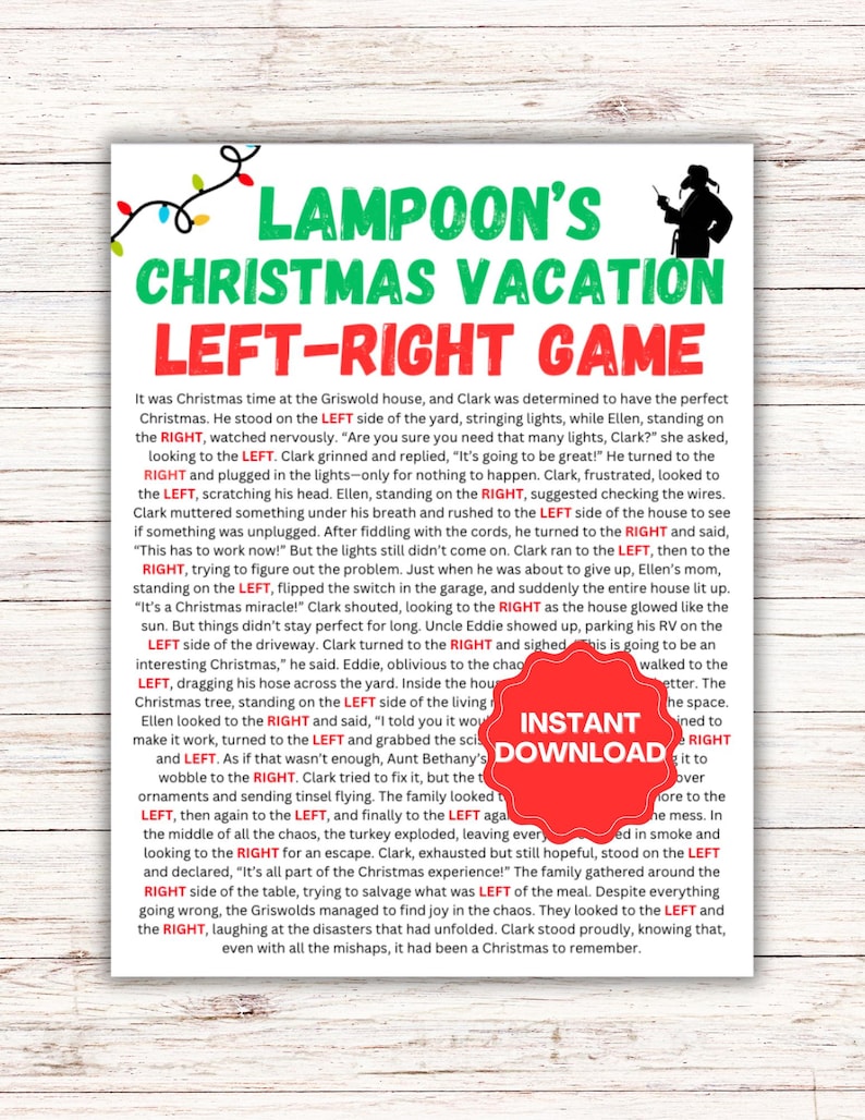 National Lampoon Movie Game | Christmas Party Games | Left Right ...