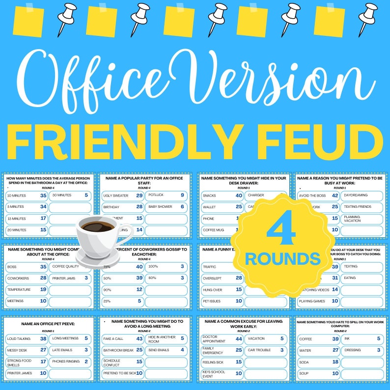 Office Friendly Feud | Office Party Games | Printable Office Games ...