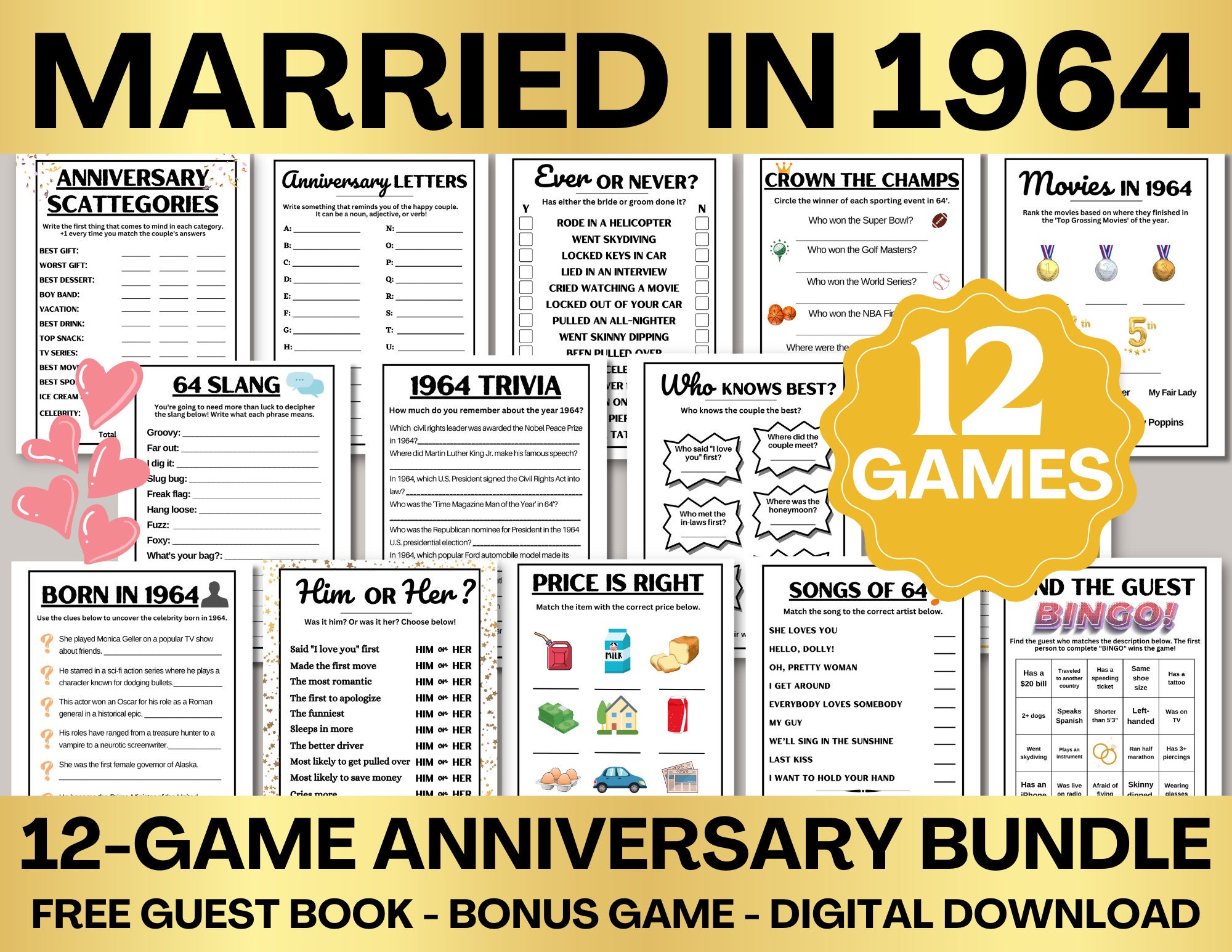 Married in 1964 Games 60th Anniversary Party Games Married in 1964 60th ...