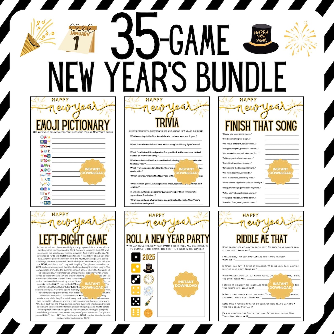New Year's Game Bundle | New Year's Eve Party Games | Printable New ...