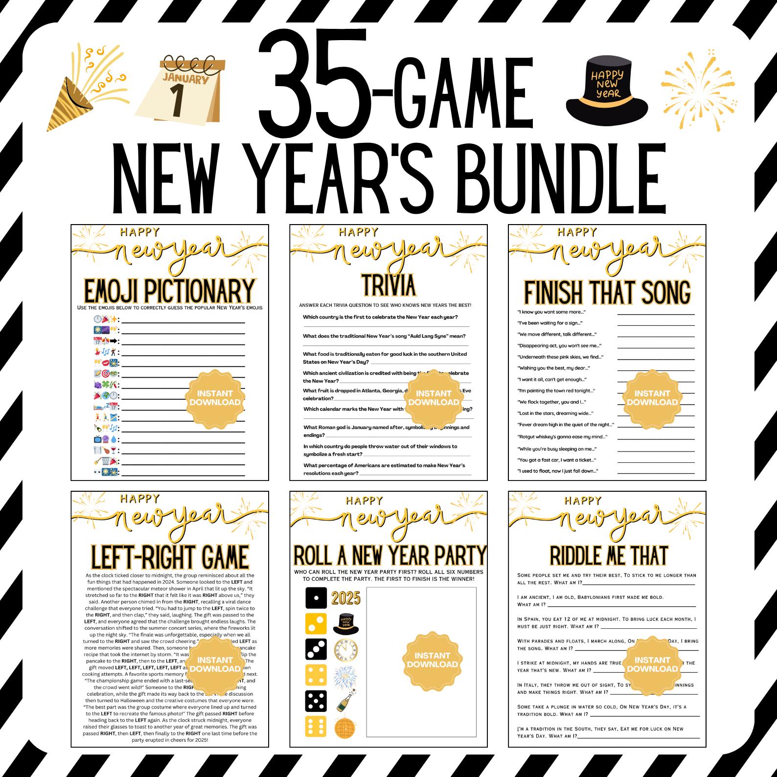 New Year's Game Bundle | New Year's Eve Party Games | Printable New ...