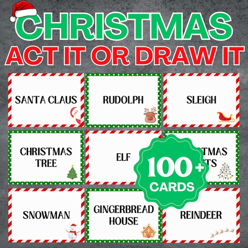 Christmas Charades | Act It or Draw It Christmas Game | Christmas ...