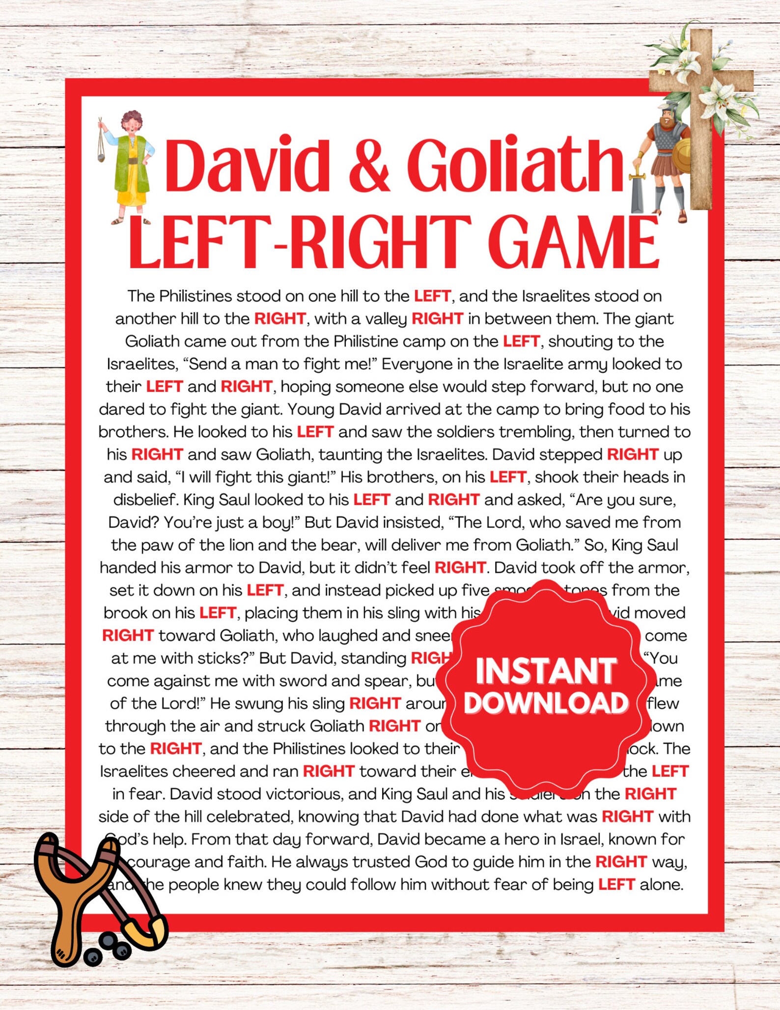 Bible Left Right Games - 5 Stories L Sunday School Church Games L Left ...