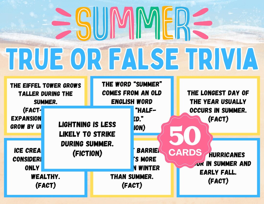 Summer Trivia Game | Summer True or False Game | Fun Summer Games ...