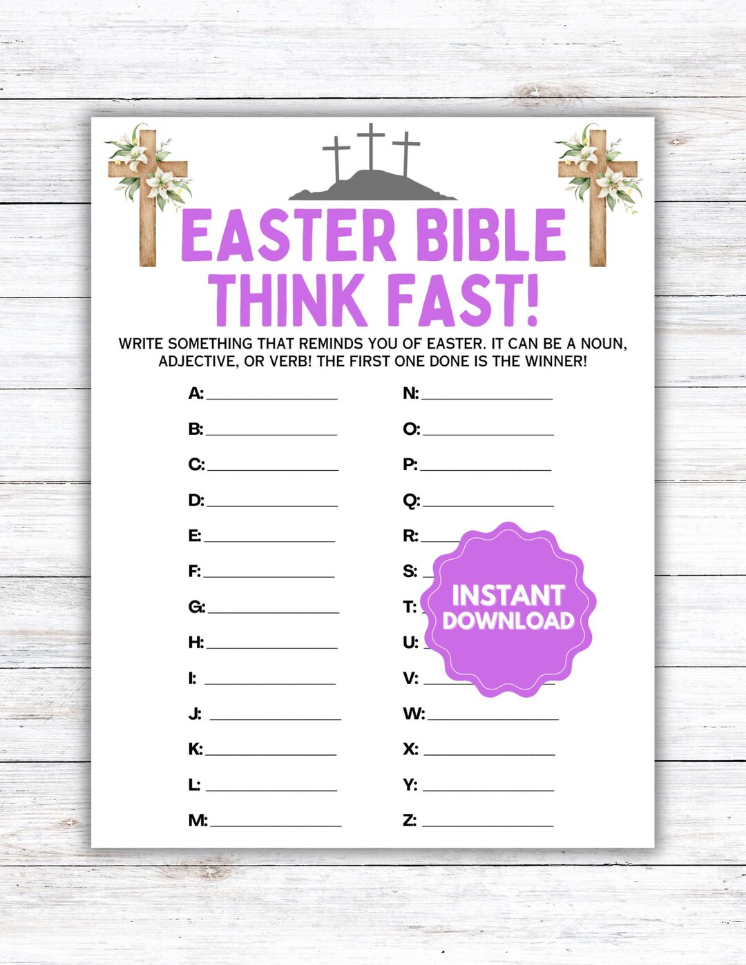 Easter Bible Think Fast | Easter Bible A-Z Game | Bible Study Games ...