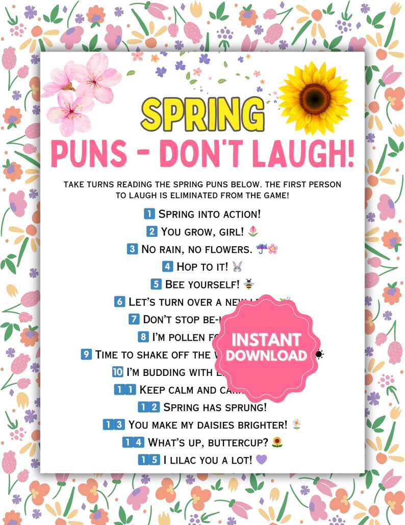 Spring Puns Game | Funny Spring Games | Spring Party Games | Fun Spring ...