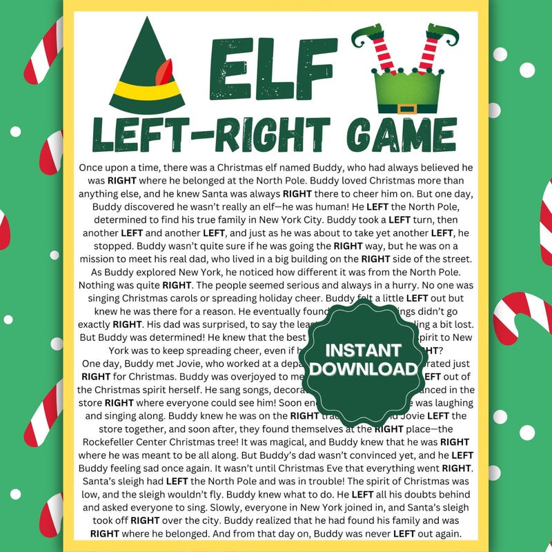 Left and Right Elf Game - Etsy