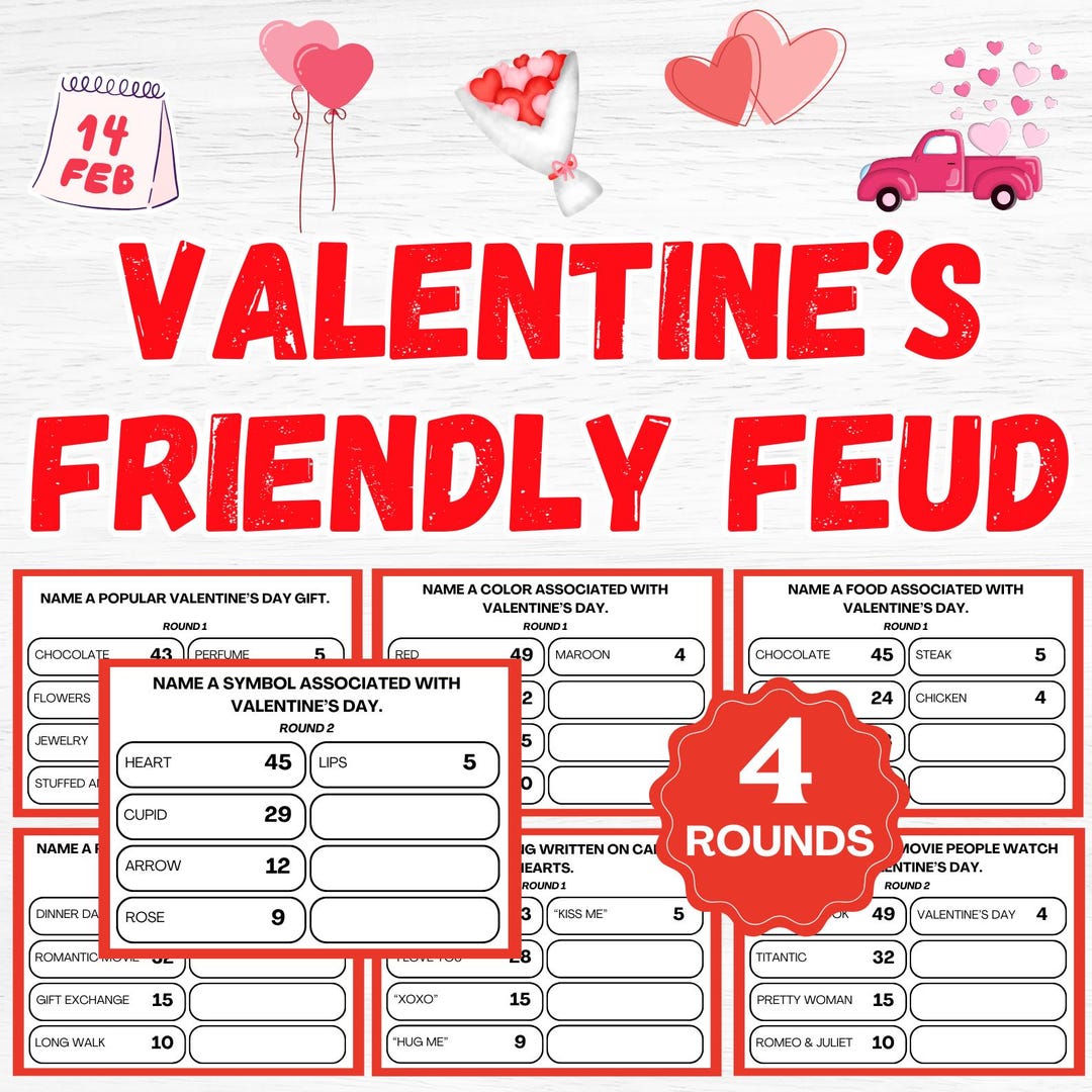 Valentine's Friendly Feud | Valentine's Day Party Games | Galentine's ...
