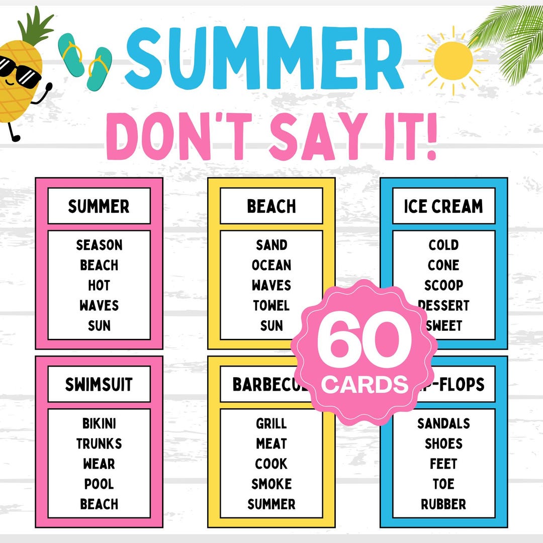 Summer Don't Say It Words Game | Summer Think Fast | Fun Summer Games ...
