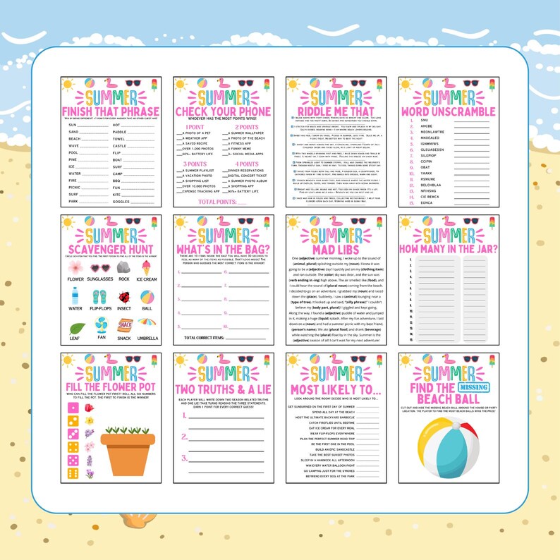 Summer Game Bundle | 35 Summer Party Games | Printable Summer Games ...