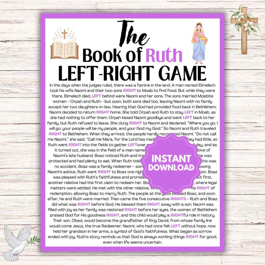 Ruth Bible Game L Bible Left-right Game L Sunday School Church Games L ...