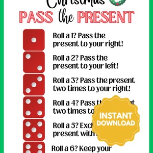 Christmas Dice Game | Pass the Present Game | Pass the Present ...