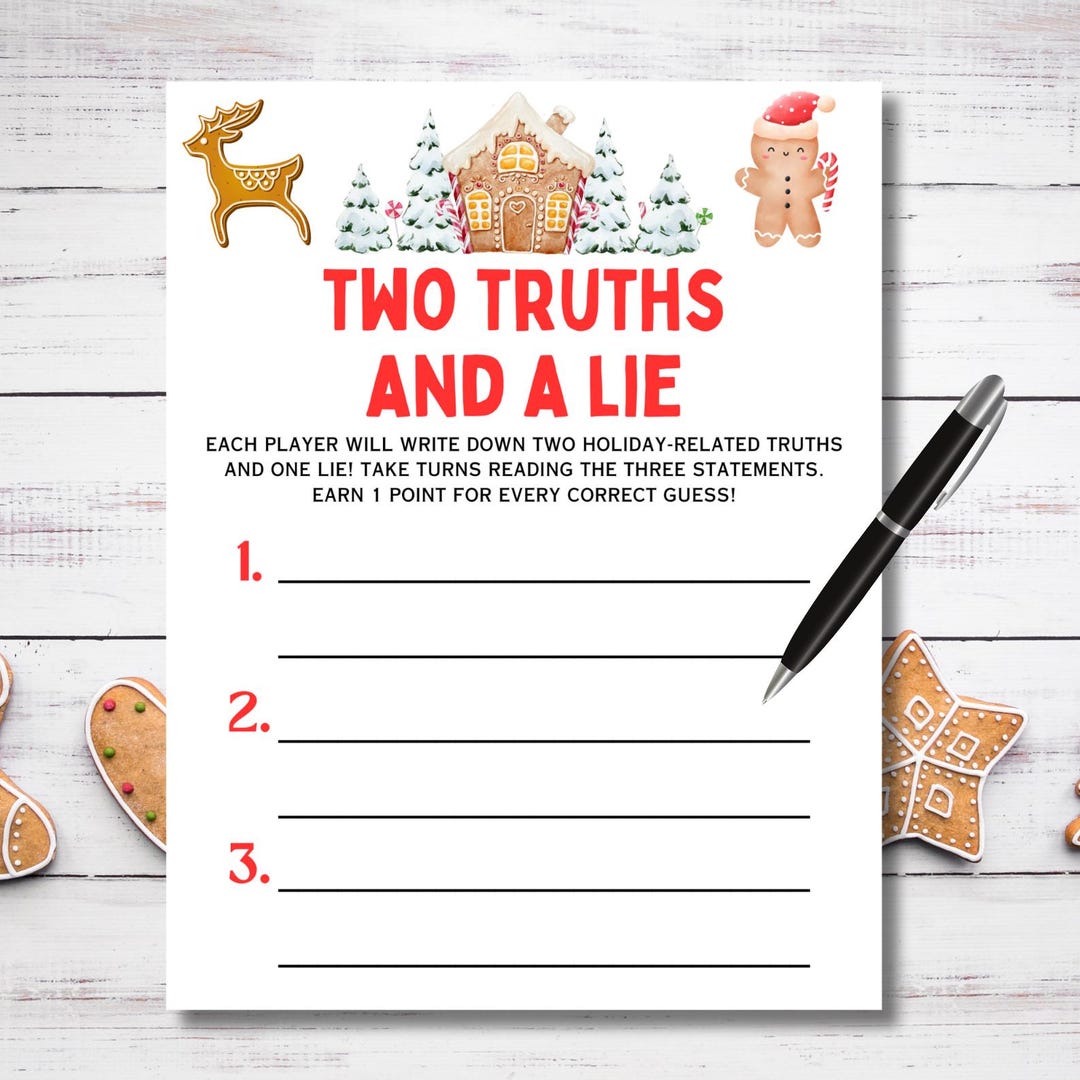 Two Truths and a Lie Christmas Party Games Christmas Dinner Game ...