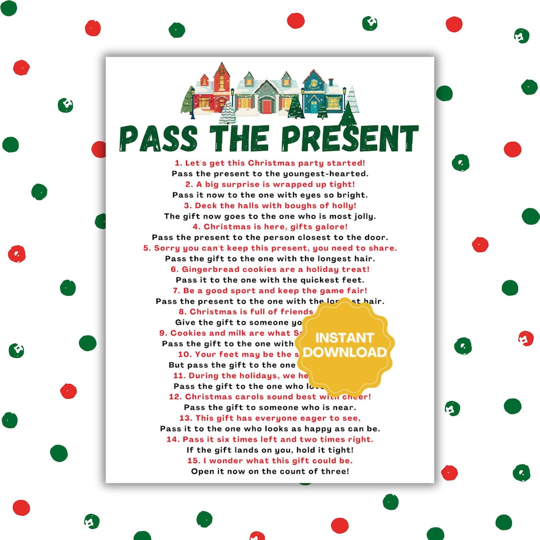 Christmas Pass the Present Christmas Party Games Christmas Pass the ...
