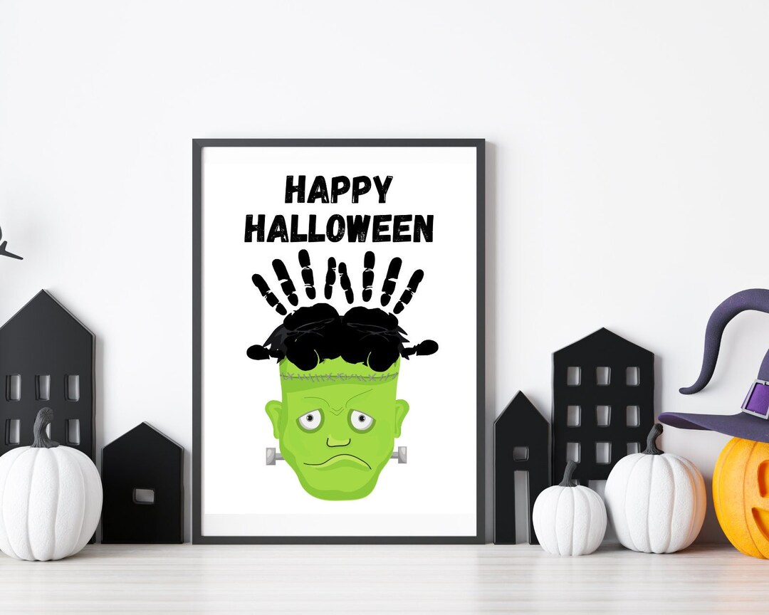Halloween Handprint Craft | Frankenstein Crafts | Pumpkin Craft ...
